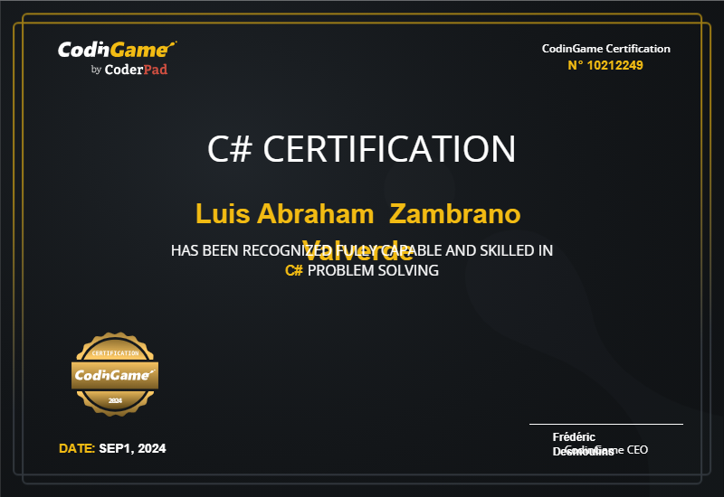 CodinGame Certification