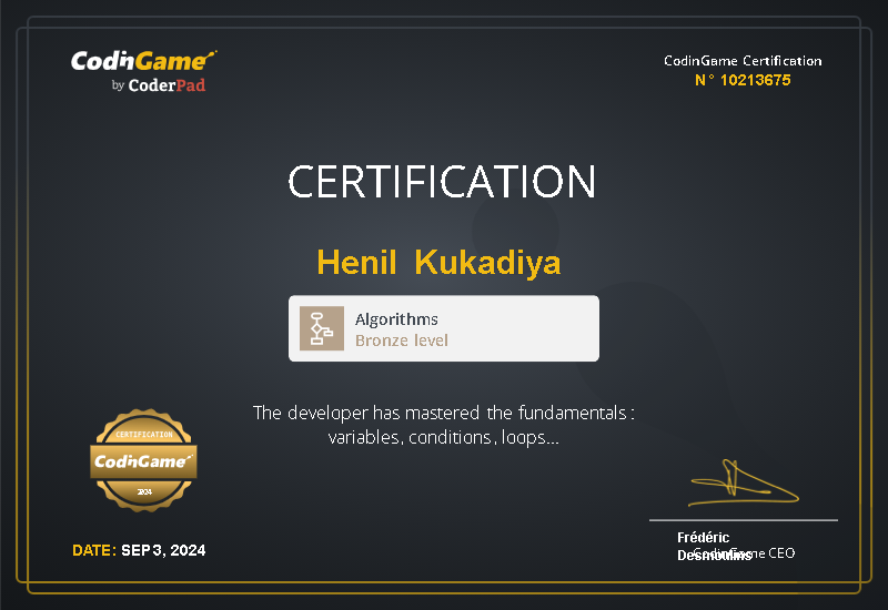 CodinGame Certification