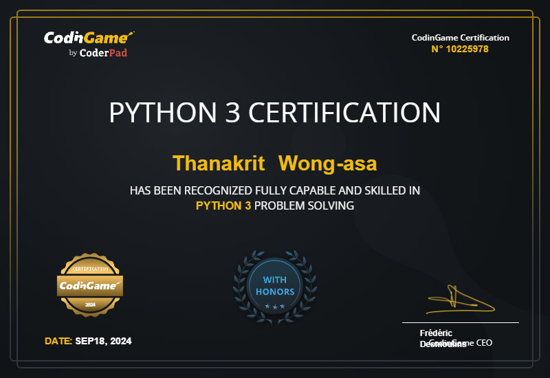CodinGame Certification