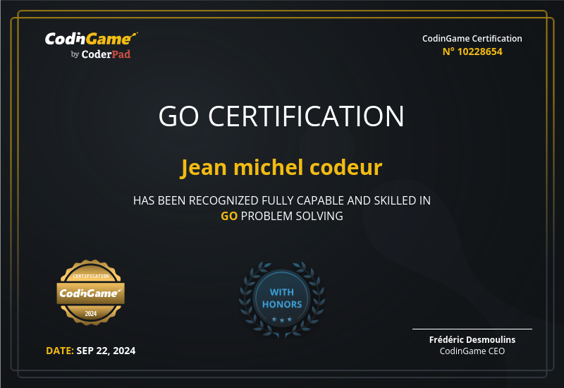 CodinGame Certification