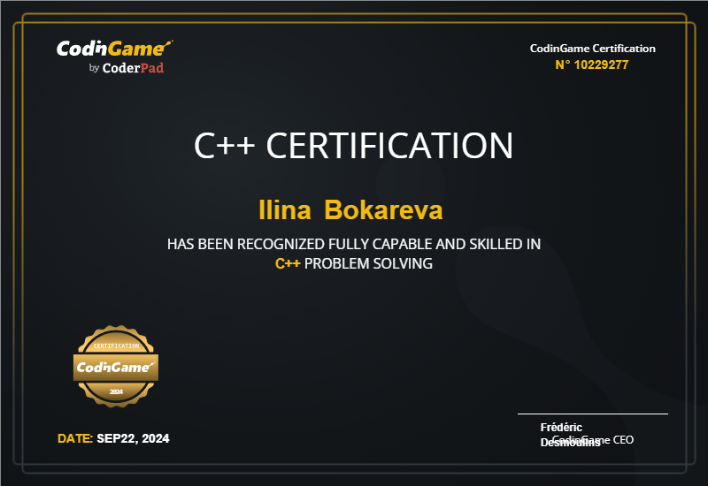 CodinGame Certification