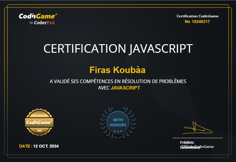 CodinGame Certification