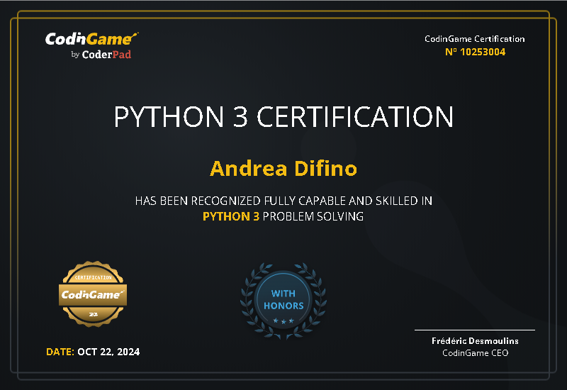 CodinGame Certification