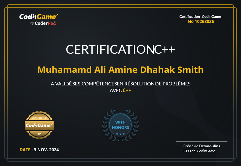 CodinGame Certification