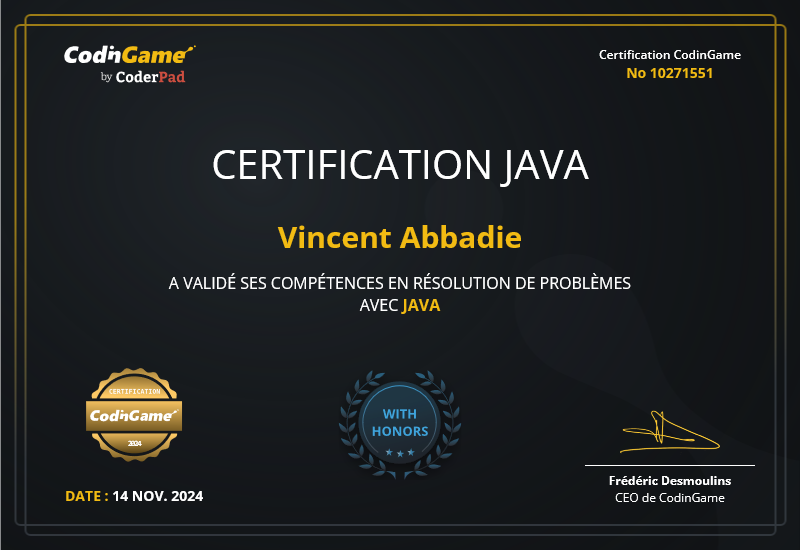 CodinGame Certification