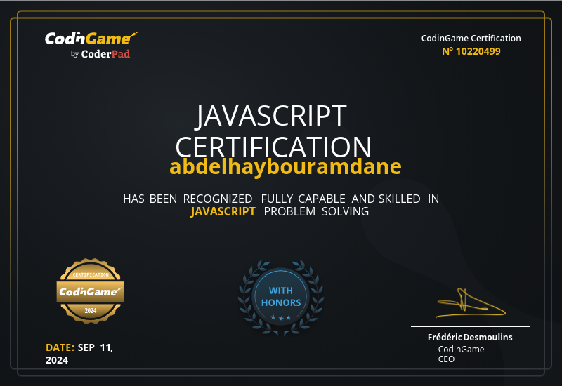 CodinGame Certification