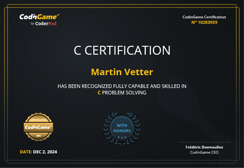 CodinGame Certification