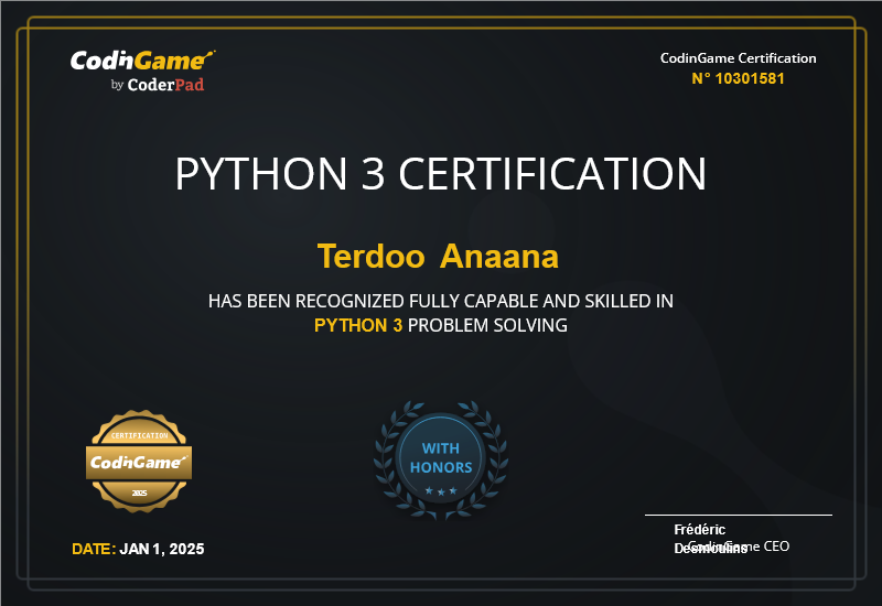 CodinGame Certification