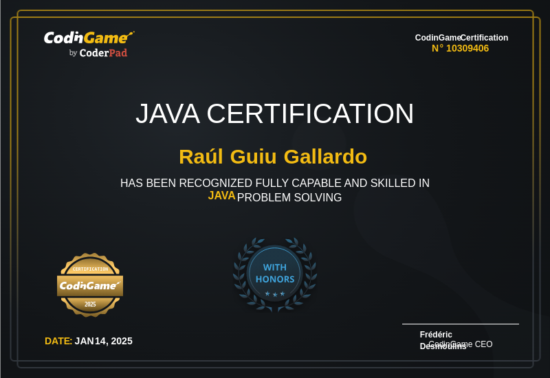 CodinGame Certification