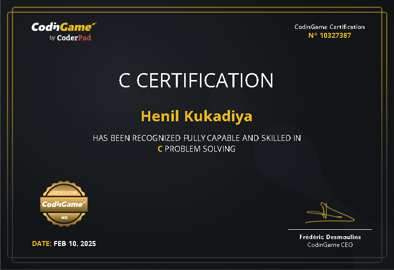 CodinGame Certification