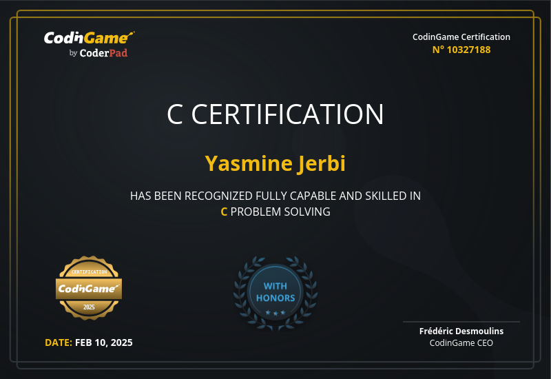 CodinGame Certification
