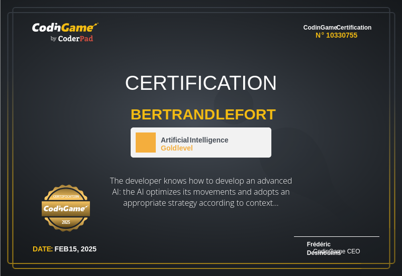 CodinGame Certification