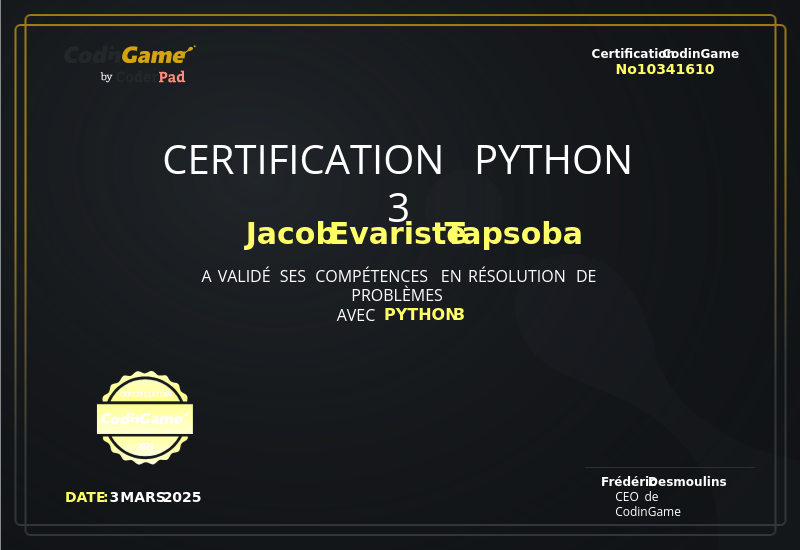 CodinGame Certification