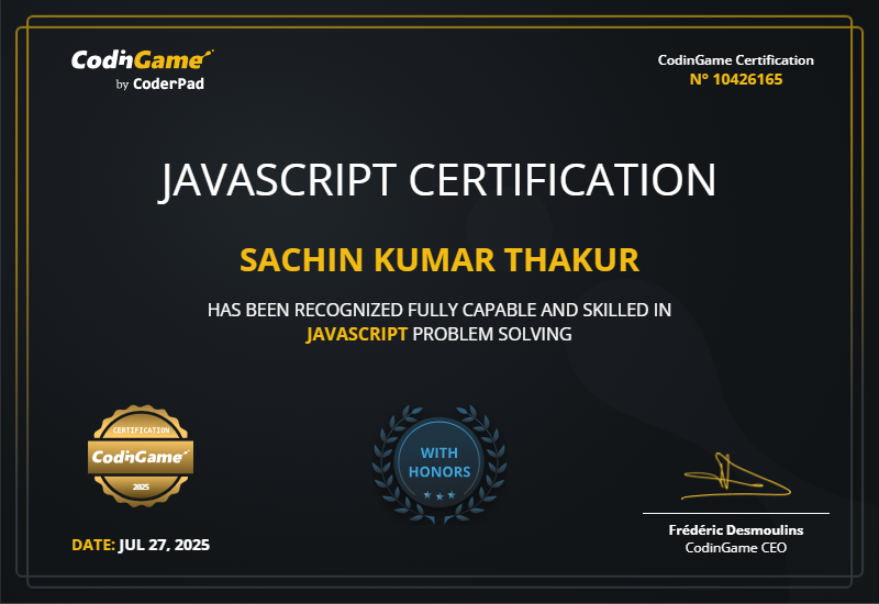 CodinGame Certification