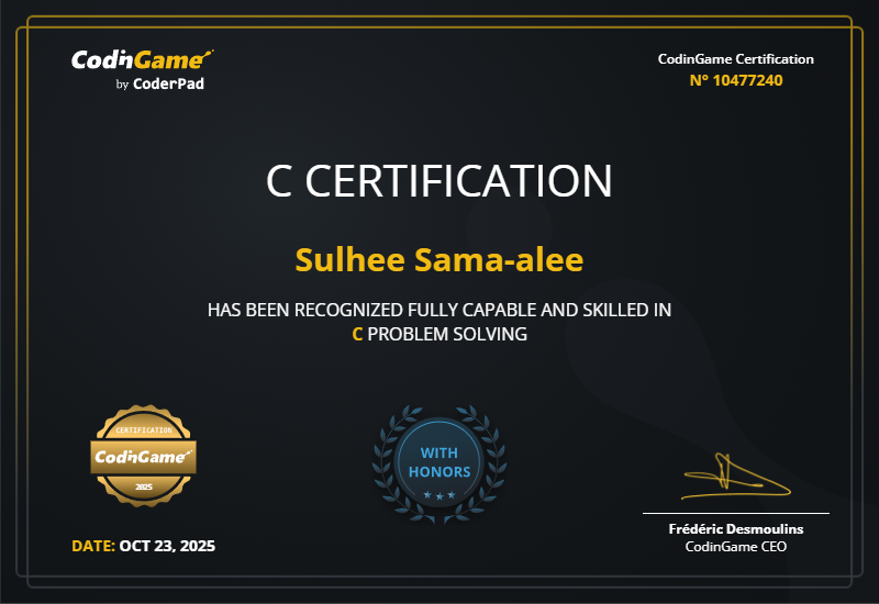 CodinGame Certification