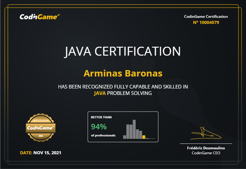 CodinGame Certification