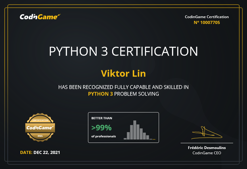 CodinGame Certification