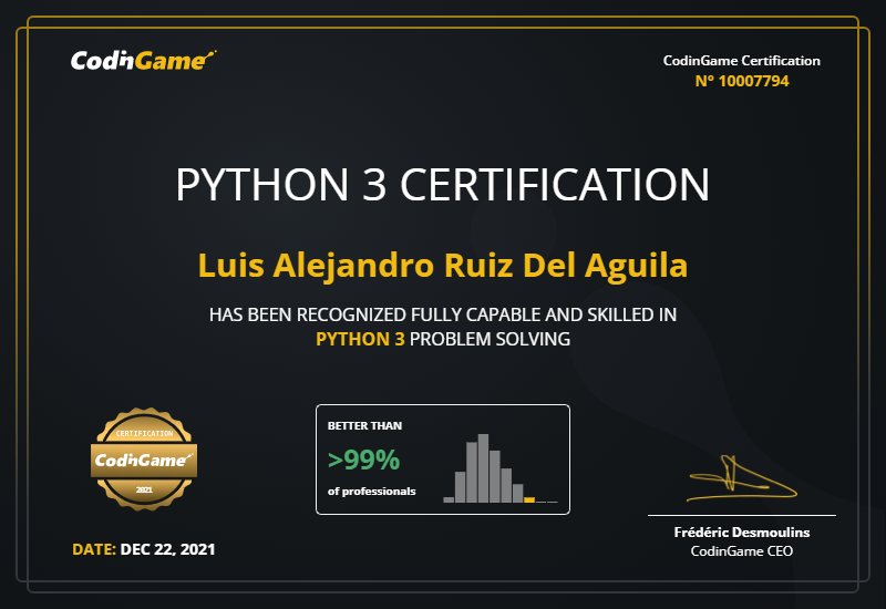 CodinGame Certification