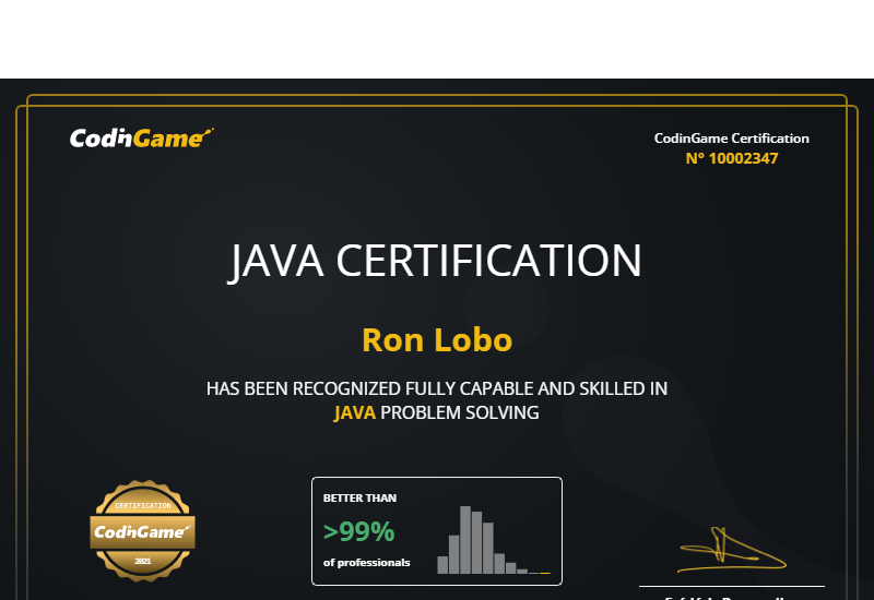 CodinGame Certification