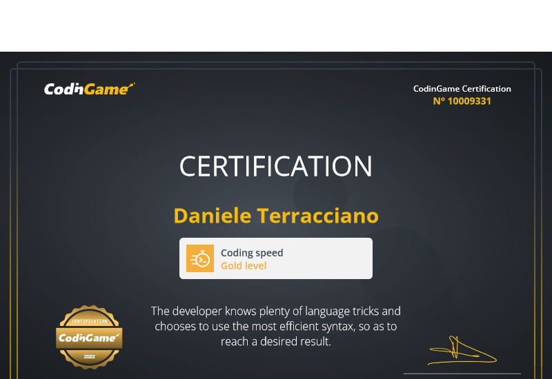 CodinGame Certification