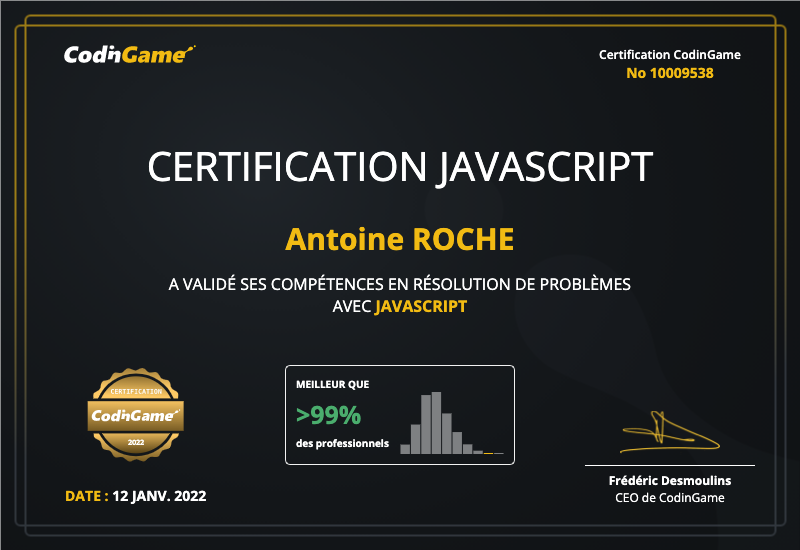 CodinGame Certification