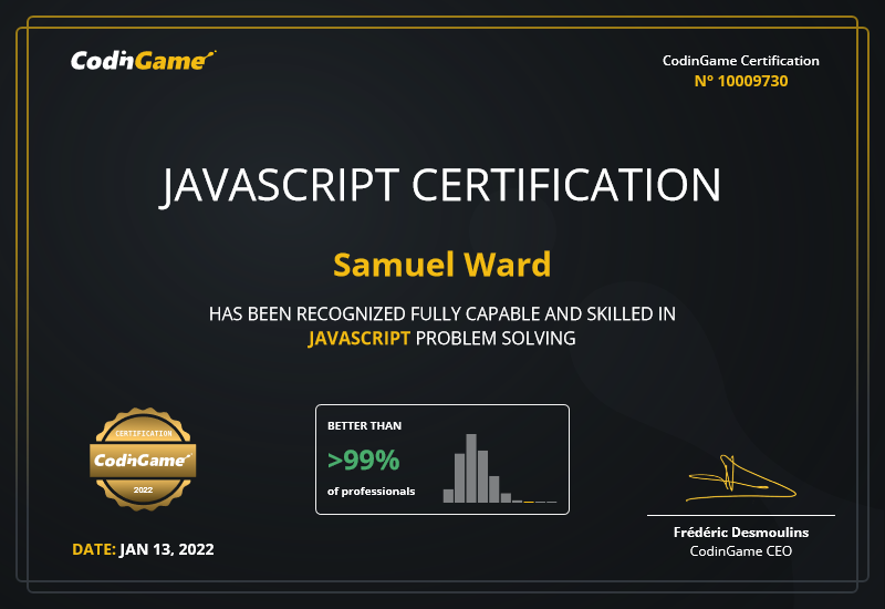 CodinGame Certification