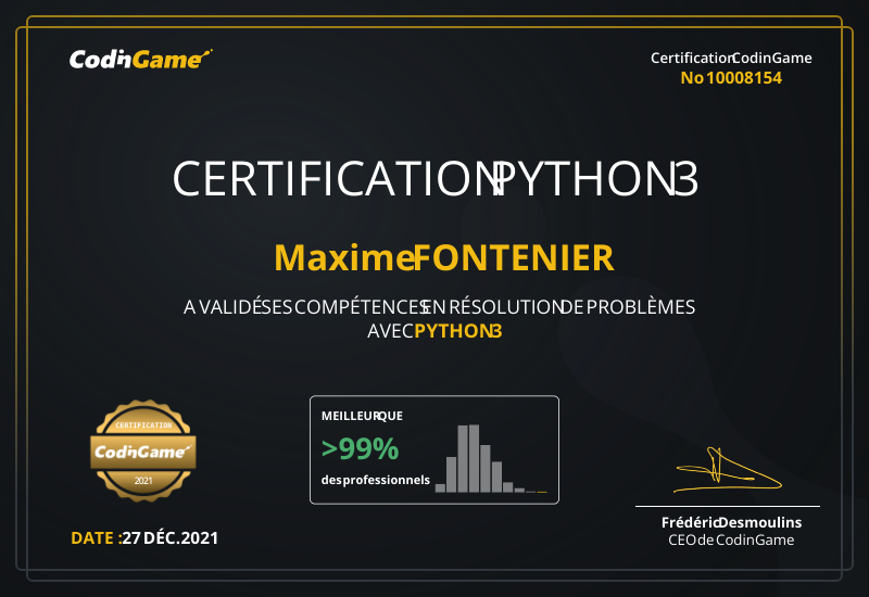 CodinGame Certification
