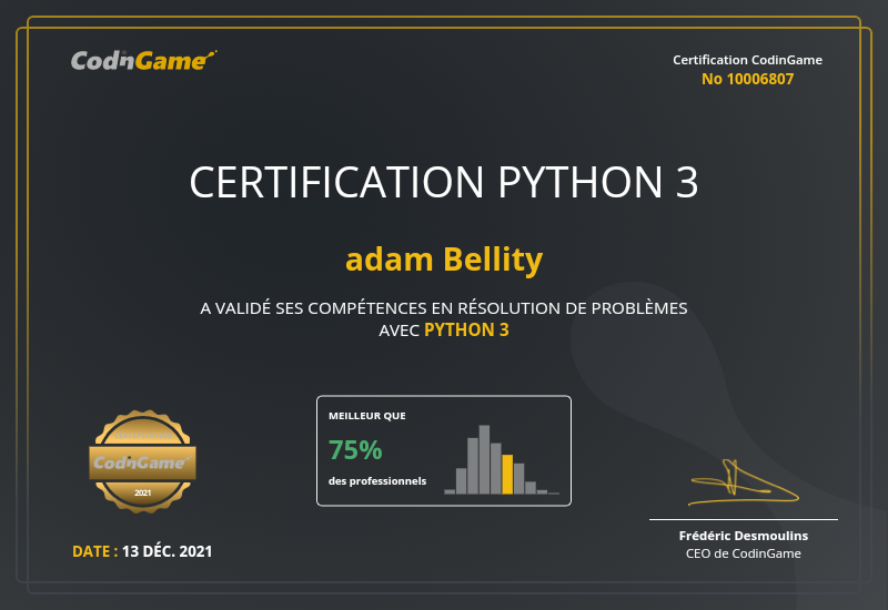 CodinGame Certification