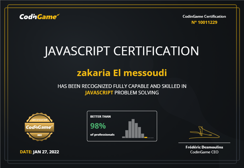 CodinGame Certification