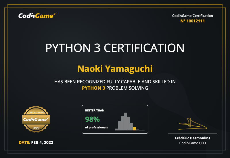 CodinGame Certification