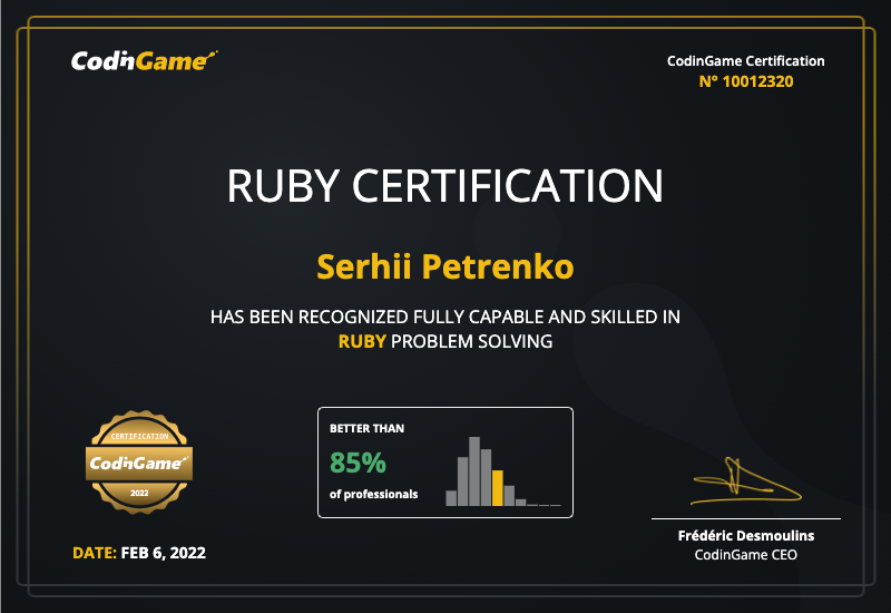 CodinGame Certification