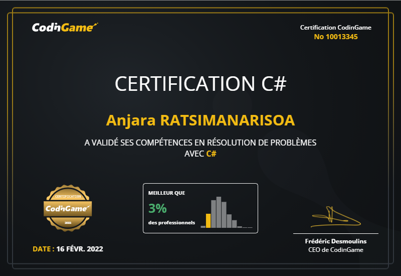 CodinGame Certification