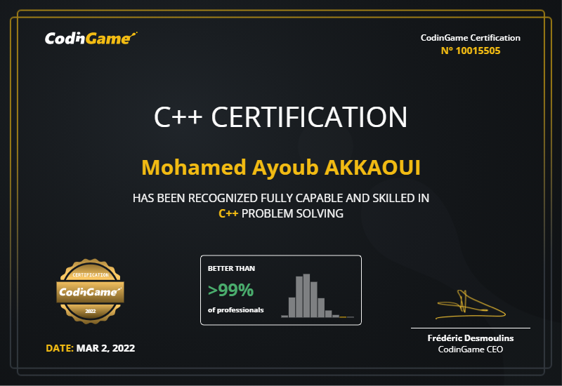 CodinGame Certification