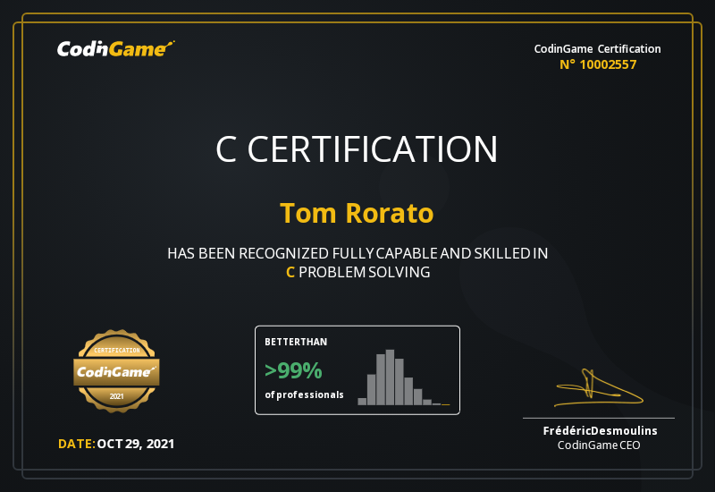 CodinGame Certification