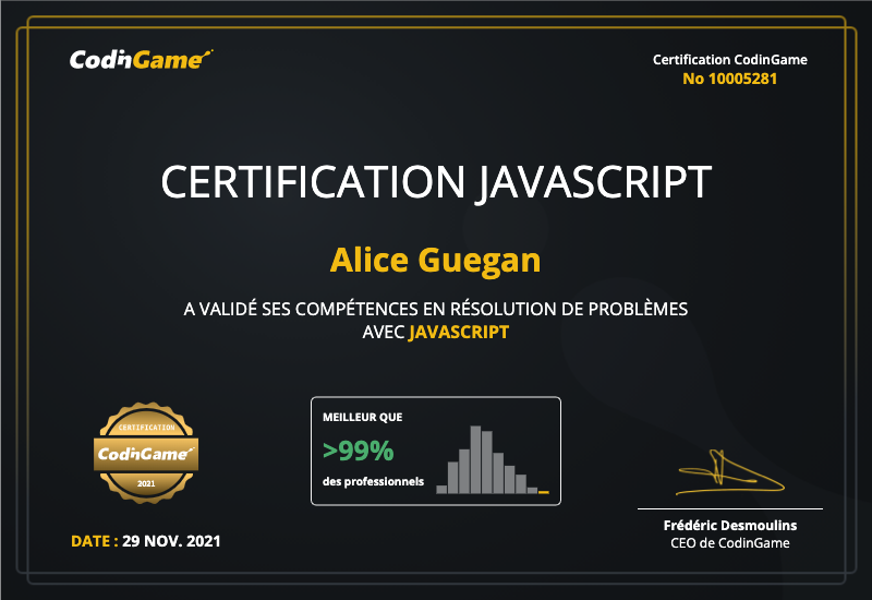 CodinGame Certification