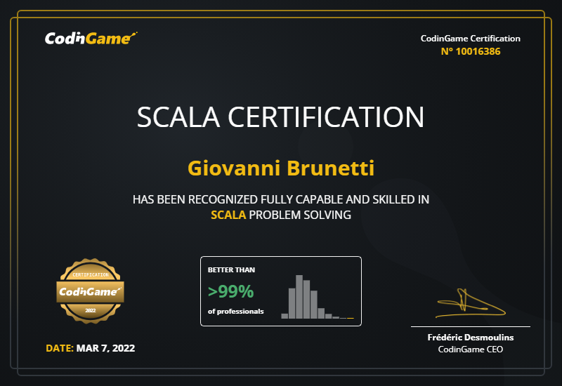 CodinGame Certification