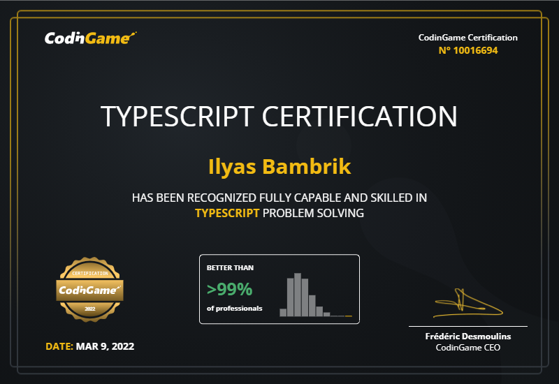 CodinGame Certification