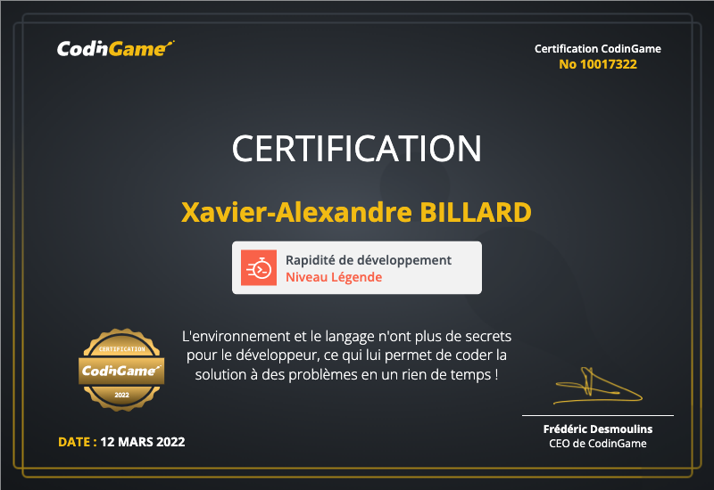 CodinGame Certification