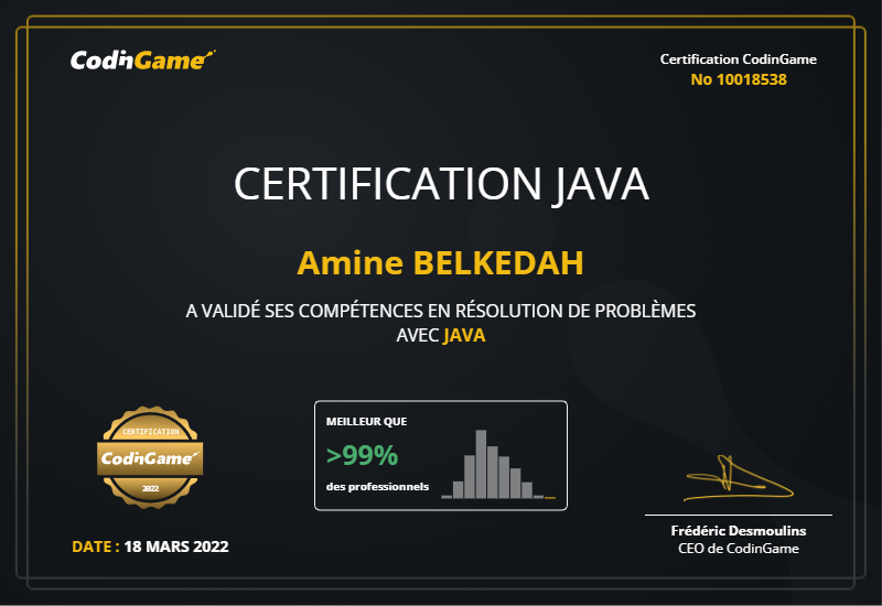 CodinGame Certification