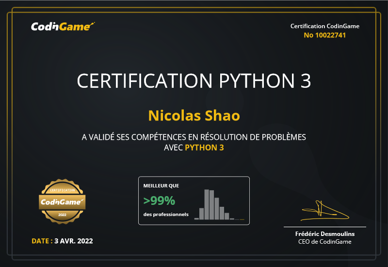 CodinGame Certification