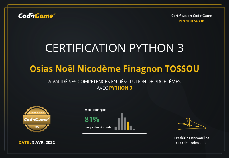 CodinGame Certification