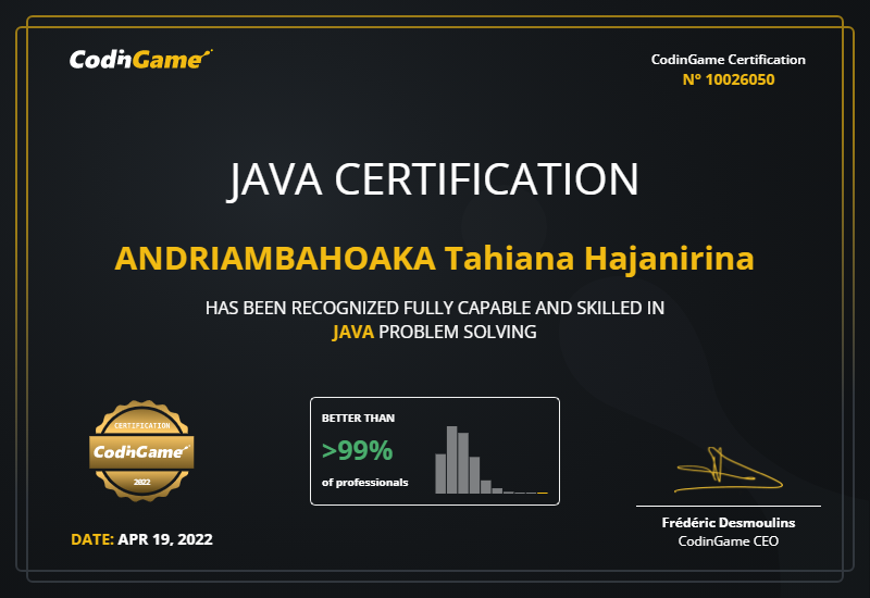 CodinGame Certification