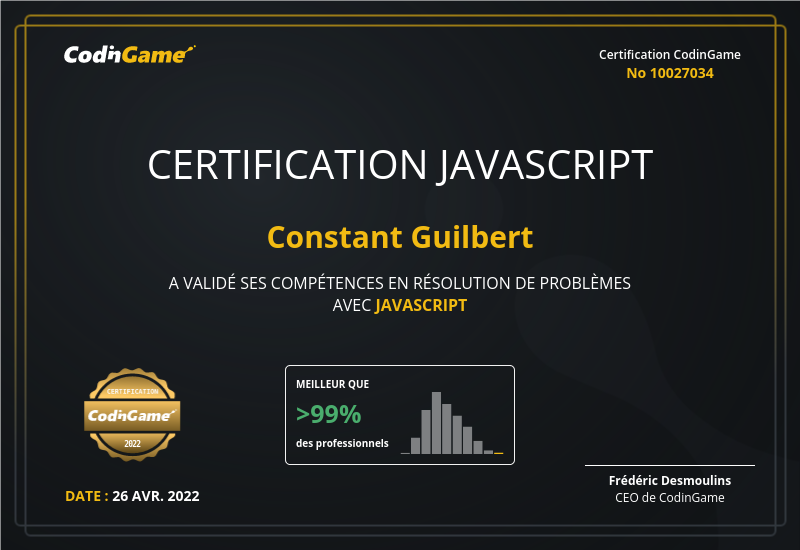 CodinGame Certification
