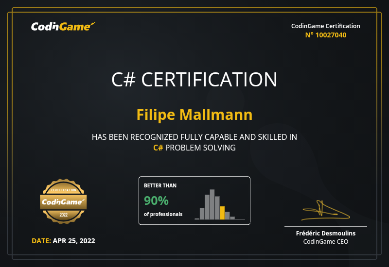 CodinGame Certification