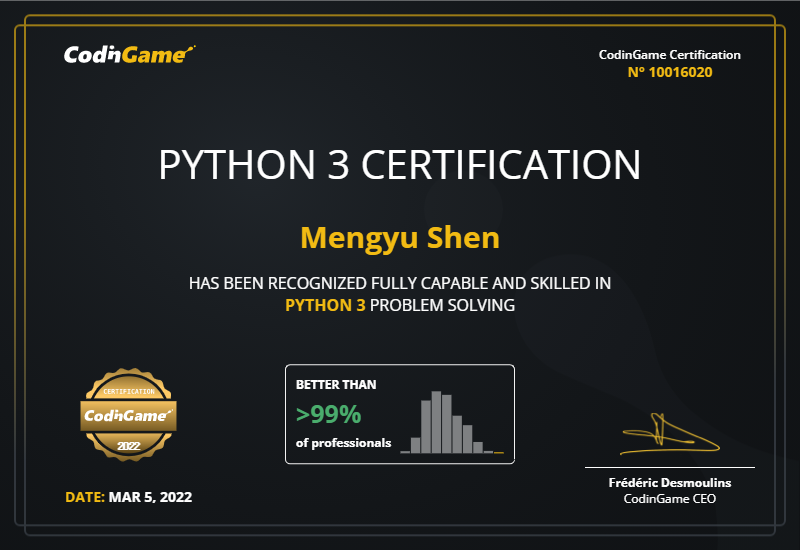 CodinGame Certification