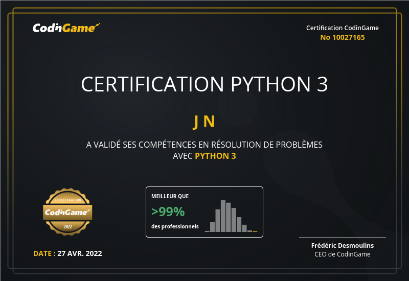 CodinGame Certification