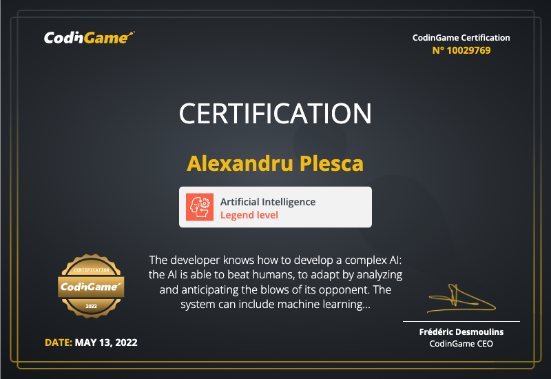 CodinGame Certification