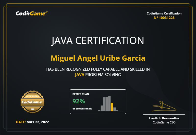 CodinGame Certification