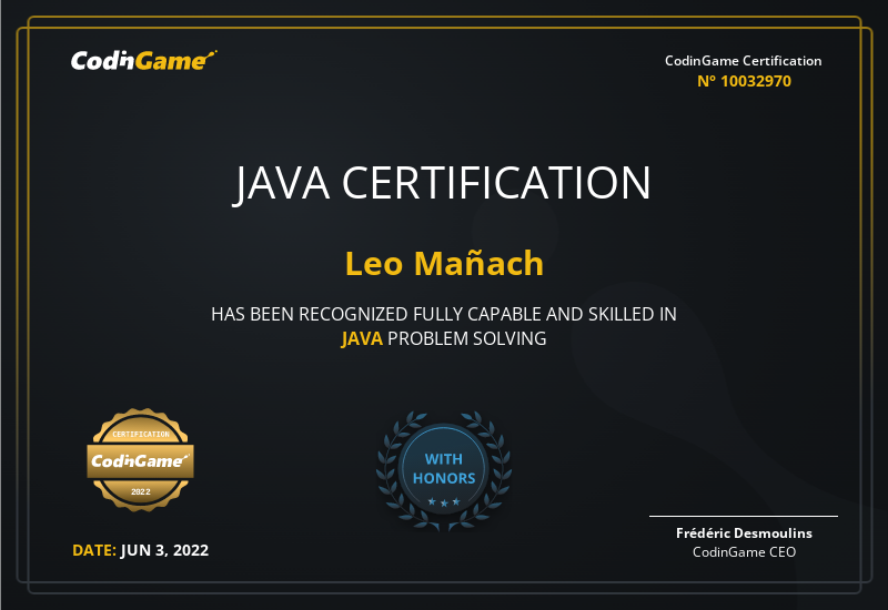 CodinGame Certification