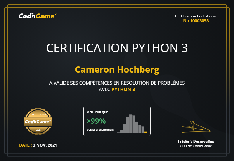 CodinGame Certification